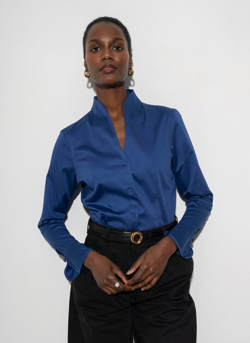 Aria Sapphire Women’s Tulip Neck Shirt | The Shirt Company